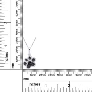 1/5 Carat Round Cut Black & White Natural Diamond Dog Paw Pendant Necklace Along With 18" Chain in 14K White Gold Over Sterling Silver (I2-I3 Clarity, 0.20 Cttw)