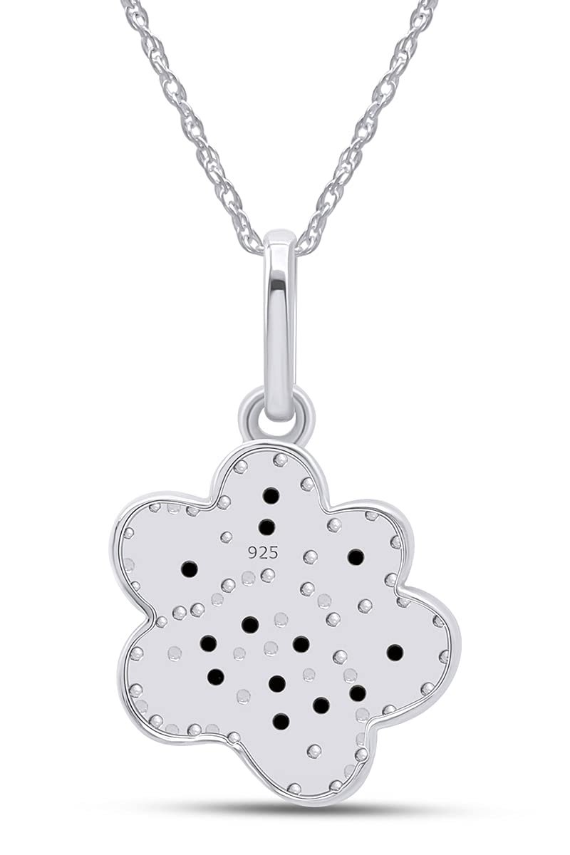 1/5 Carat Round Cut Black & White Natural Diamond Dog Paw Pendant Necklace Along With 18" Chain in 14K White Gold Over Sterling Silver (I2-I3 Clarity, 0.20 Cttw)