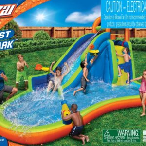 BANZAI Big Blast Water Park, Length: 14 ft 5 in, Width: 10 ft 7 in, Height: 7 ft 11 in, Inflatable Outdoor Backyard Water Slide Splash Bounce Climbing Toy