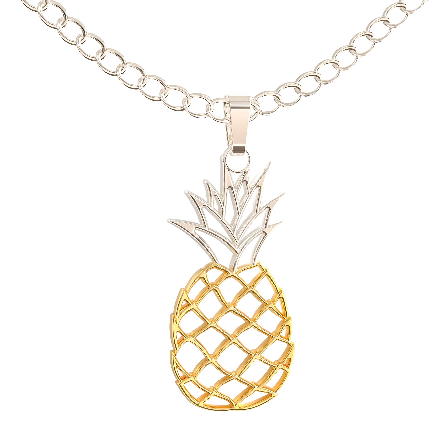 Happy Kisses Pineapple Necklace – Be A Pineapple Pendant – Message Card (Gold and Silver)