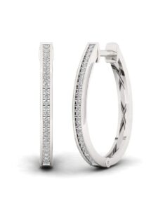 s925 sterling silver 1/6ct tw diamond row hoop earrings (i-j, i2)