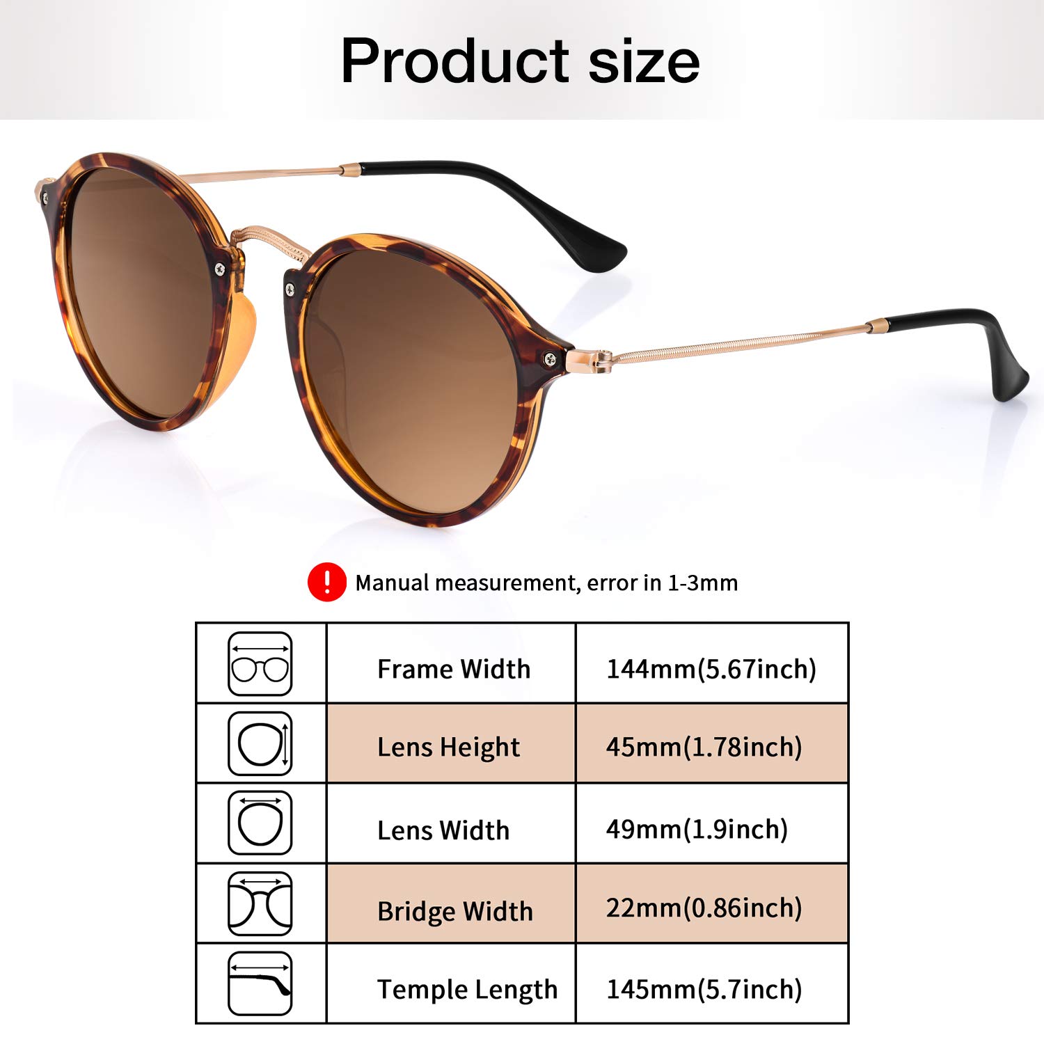 DTIUGUTAE Round Sunglasses Women Men Polarized Small Retro Vintage Circle (Tortoise Frame/Polarized Brown Lens)