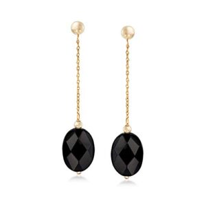 ross-simons black onyx bead and 14kt yellow gold chain drop earrings