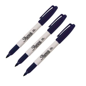 fine point permanent marker pen navy blue, 3 pack