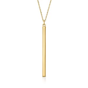 ross-simons 14kt yellow gold vertical bar pendant necklace. 18 inches