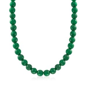 ross-simons 12mm green quartz bead necklace with sterling silver. 20 inches