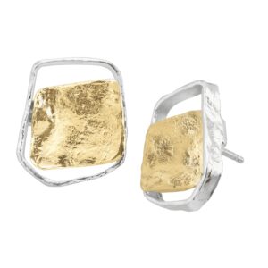 silpada 'golden sands' stud earrings in sterling silver with 14k gold-plating