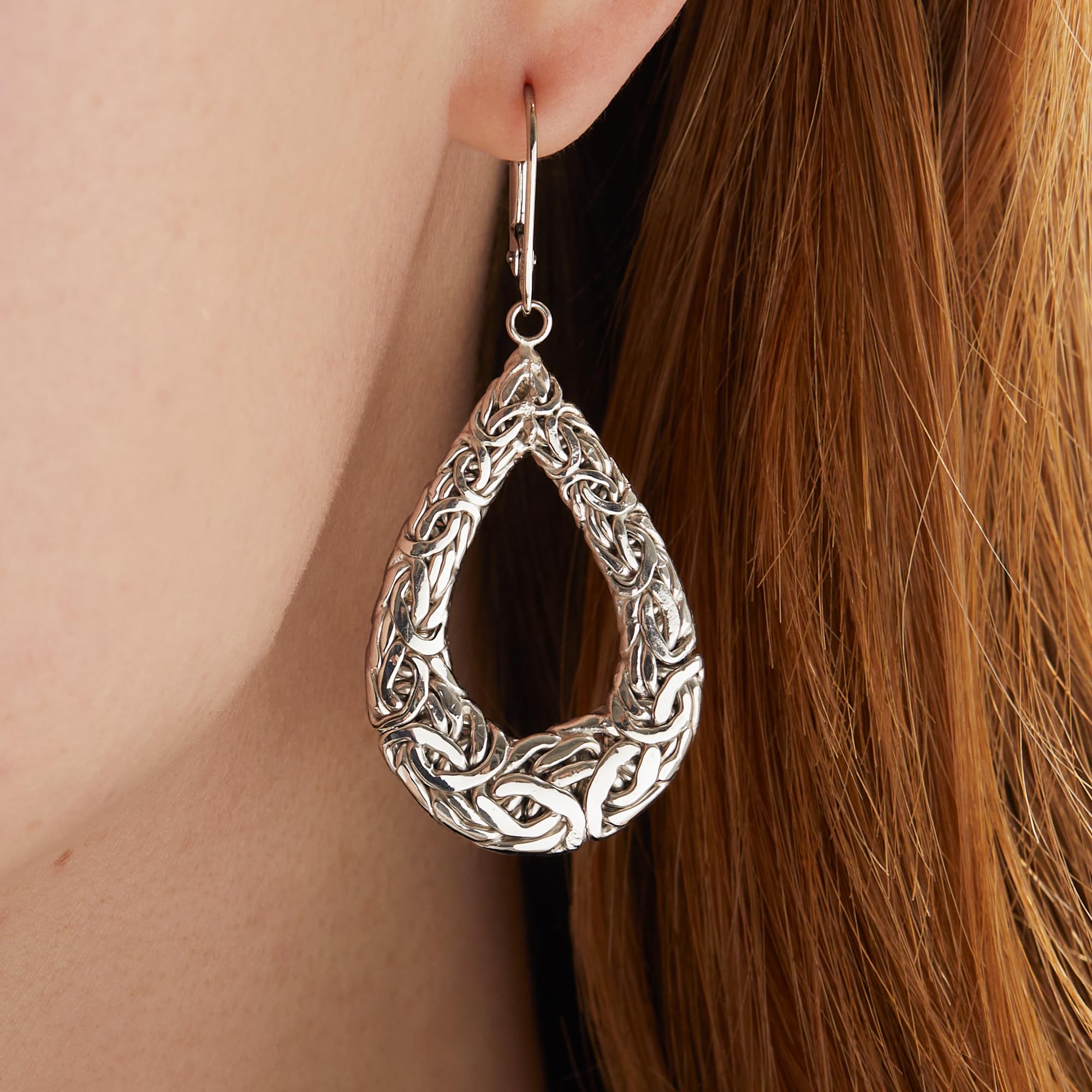 Ross-Simons Sterling Silver Byzantine Open Teardrop Earrings