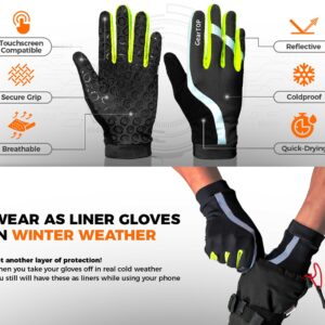 GearTOP Running Gloves for Men & Women for Cold Weather, Touchscreen Winter Gloves Men Reflective Running Gear, Warm Glove Liners for Hiking, Freezer Gloves (Reflective, X-Large)