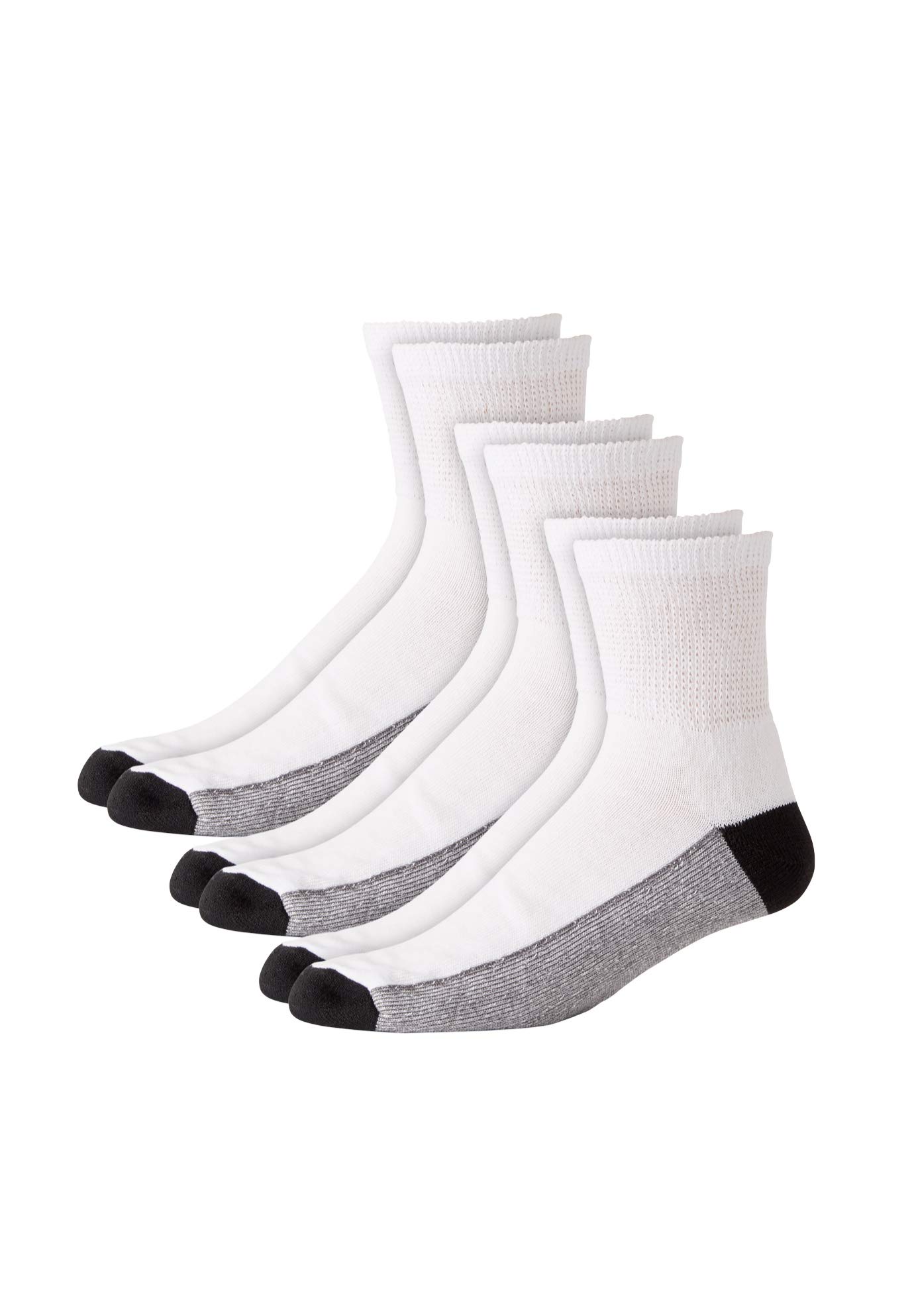 KingSize Men's 1/4 Length Cushioned Crew Socks 3-Pack - 2XL, White