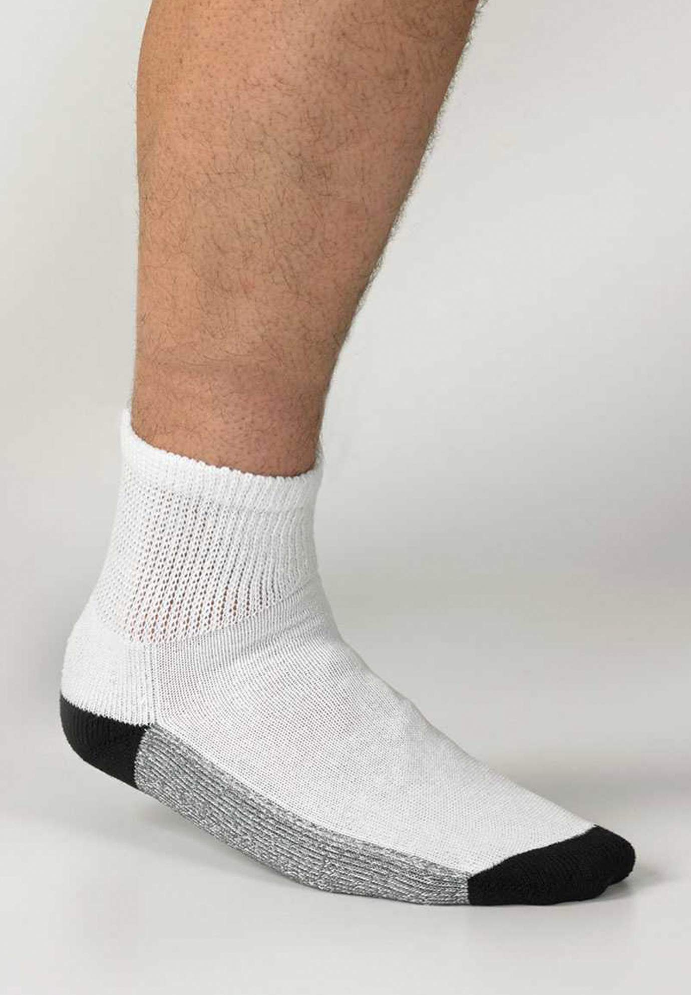 KingSize Men's 1/4 Length Cushioned Crew Socks 3-Pack - 2XL, White