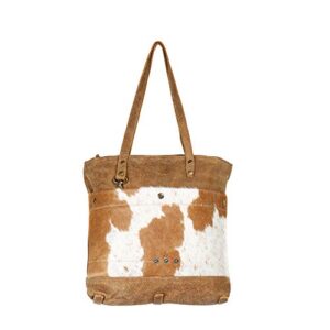 hazel opulence brown genuine hair-on leather tote bag