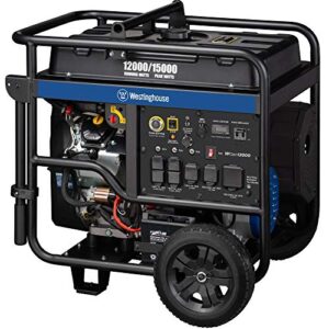 Westinghouse 15000 Peak Watt Home Backup Portable Generator, Remote Electric Start with Auto Choke, Transfer Switch Ready 30A & 50 Outlets, Gas Powered