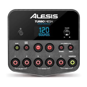 Alesis Turbo Mesh Kit – Electric Drum Set With 100+ Sounds, Quiet Mesh Drum Pads, Drum Sticks, Connection Cables, Drum Lessons