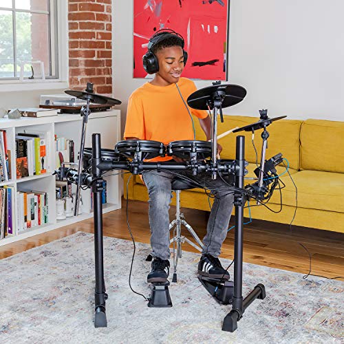 Alesis Turbo Mesh Kit – Electric Drum Set With 100+ Sounds, Quiet Mesh Drum Pads, Drum Sticks, Connection Cables, Drum Lessons