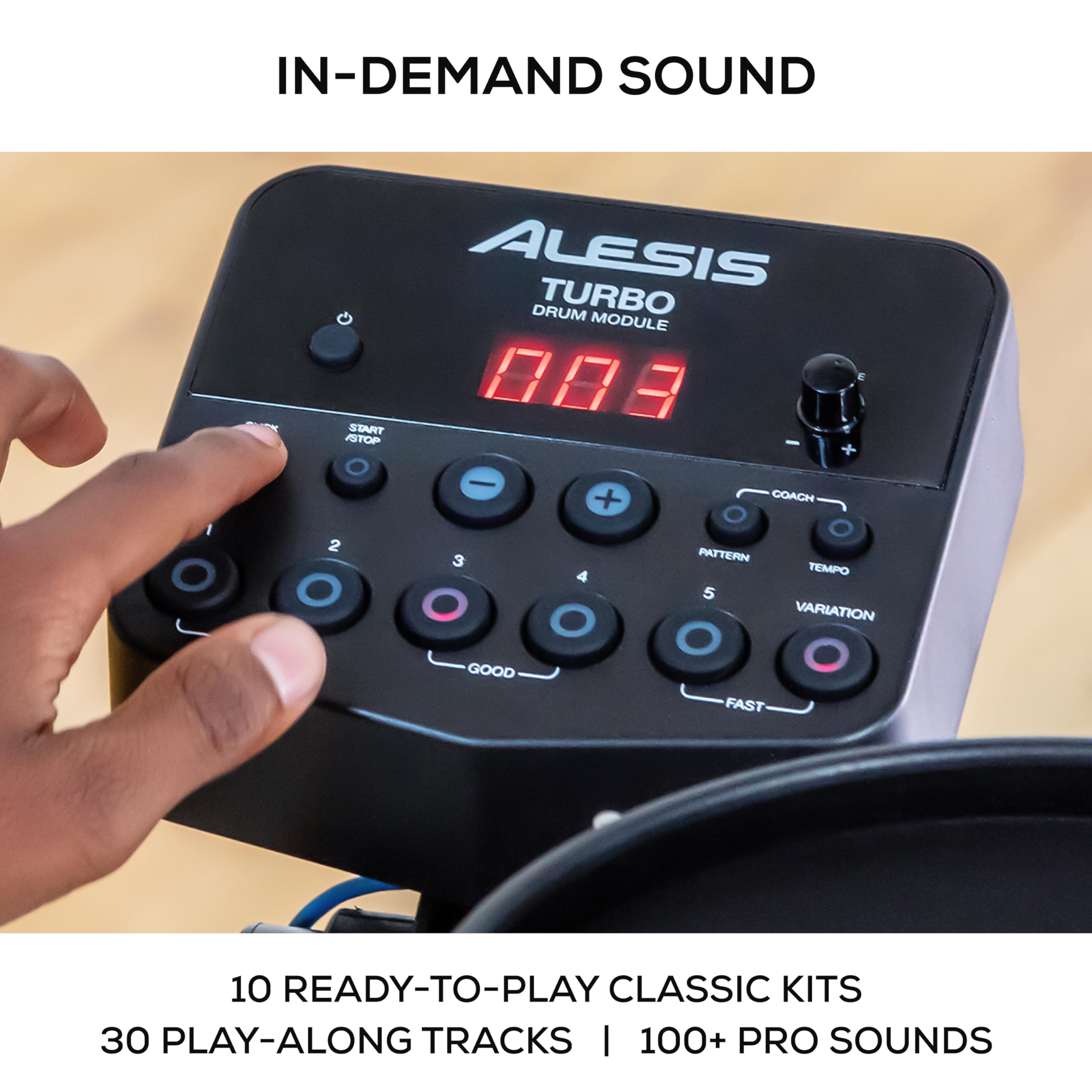 Alesis Turbo Mesh Kit – Electric Drum Set With 100+ Sounds, Quiet Mesh Drum Pads, Drum Sticks, Connection Cables, Drum Lessons