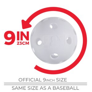 Franklin Sports Plastic Baseballs - Indestruct-A-Ball Plastic Batting Practice Baseballs - Plastic Training Balls - MLB Official Size - White - 6 Pack