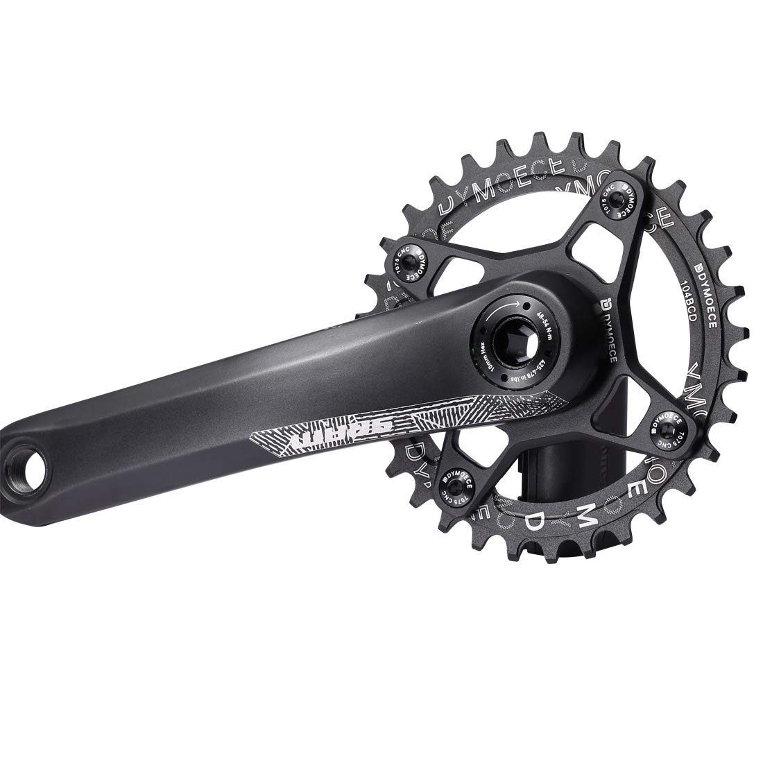 Dymoece Narrow Wide Bike Single Chainring 104BCD 32T/34T/36T/38T for 9 10 11 Speed（Round,Black/Red,Perfect for Most of Shimano and Sram Cranksets (Black, 32T)