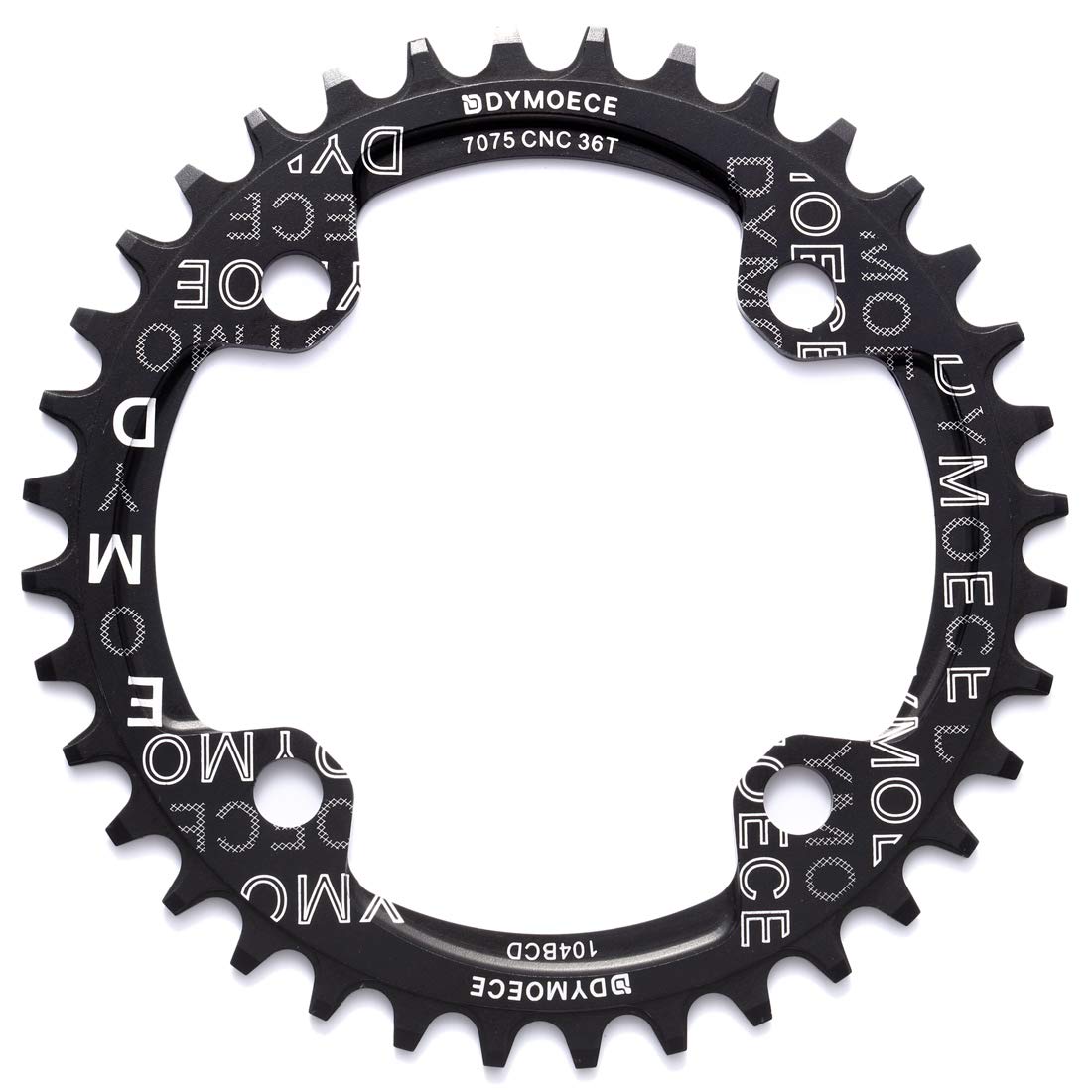 Dymoece Narrow Wide Bike Single Chainring 104BCD 32T/34T/36T/38T for 9 10 11 Speed（Round,Black/Red,Perfect for Most of Shimano and Sram Cranksets (Black, 32T)