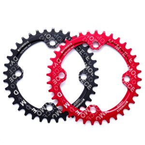 Dymoece Narrow Wide Bike Single Chainring 104BCD 32T/34T/36T/38T for 9 10 11 Speed（Round,Black/Red,Perfect for Most of Shimano and Sram Cranksets (Black, 32T)