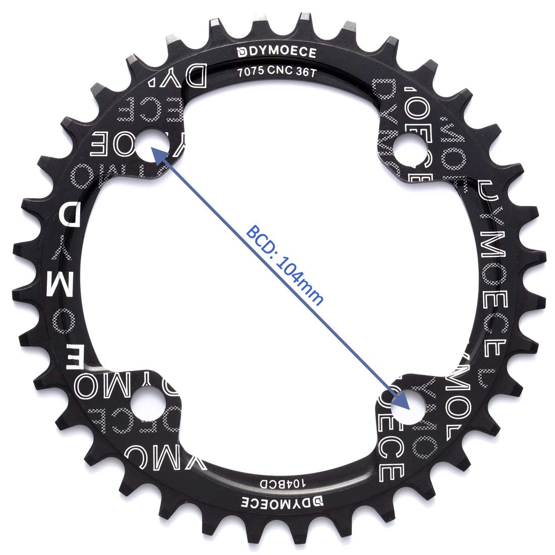 Dymoece Narrow Wide Bike Single Chainring 104BCD 32T/34T/36T/38T for 9 10 11 Speed（Round,Black/Red,Perfect for Most of Shimano and Sram Cranksets (Black, 32T)