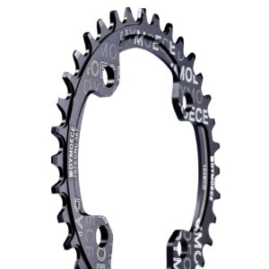 Dymoece Narrow Wide Bike Single Chainring 104BCD 32T/34T/36T/38T for 9 10 11 Speed（Round,Black/Red,Perfect for Most of Shimano and Sram Cranksets (Black, 32T)