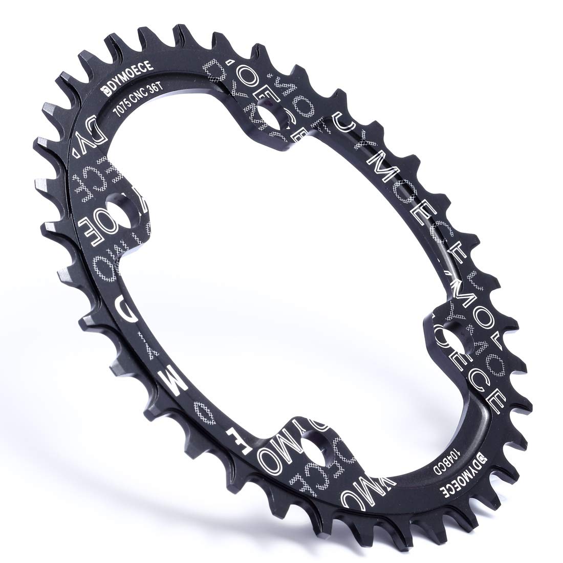 Dymoece Narrow Wide Bike Single Chainring 104BCD 32T/34T/36T/38T for 9 10 11 Speed（Round,Black/Red,Perfect for Most of Shimano and Sram Cranksets (Black, 32T)