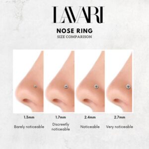 Lavari Jewelers 22 Gauge Twist Stud Nose Ring Set for Women I 1.5mm, 2mm, 2.5mm Cubic Zirconia Nose Ring for Her I 14k Yellow Gold Unisex Stud I 22G Hypoallergenic Nostril Piercing I Body Jewelry