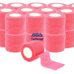 24-Pack, 2” x 5 Yards, Self-Adherent Cohesive Tape, Strong Sports Tape for Wrist, Ankle Sprains & Swelling, Self-Adhesive Bandage Rolls (Pink)