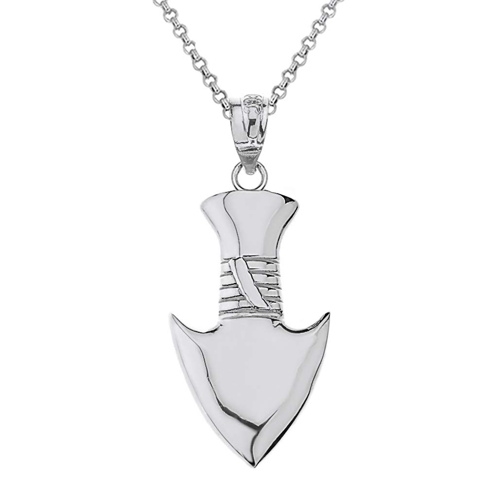 Polished 925 Sterling Silver Serrated Arrowhead Pendant Necklace, 20"