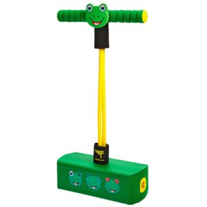 flybar my first foam pogo jumper for kids fun and safe pogo stick for toddlers, durable foam and bungee jumper for ages 3 and up, supports up to 250lbs (frog)