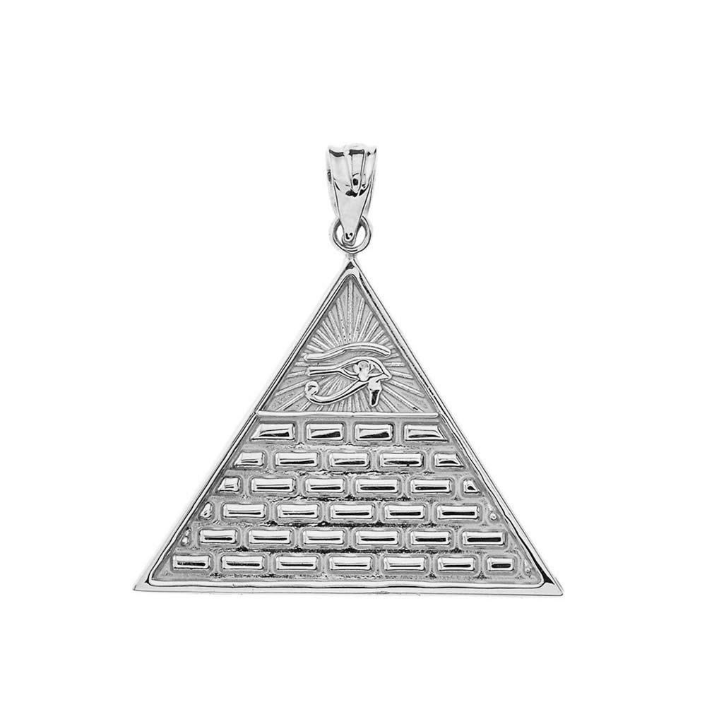 Claddagh Gold .925 Sterling Silver Egyptian Eye of Horus Pyramid All Seeing Eye of Providence Pendant - Pendant Only