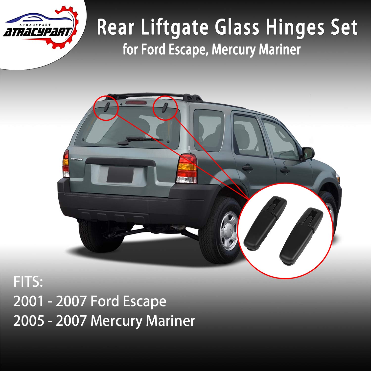 Rear Window Hinge Set Liftgate Glass Hinge Right & Left | for 2001-2007 Ford Escape 2005-2007 Mercury Mariner | #YL8Z78420A68BA, YL8Z78420A69BA, YL8Z-78420A68-BA, YL8Z-78420A69-BA