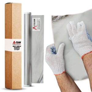 a-team performance - 13575 adhesive backed aluminized fiberglass heat shield barrier up to 2000 degrees fahrenheit multi-purpose - compatible with firewall hoods hoses and doors 12" x 24"