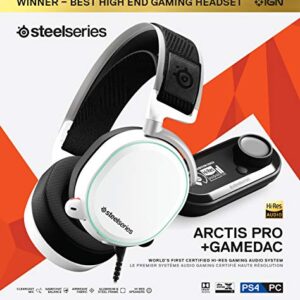 SteelSeries Arctis Pro + GameDAC Wired Gaming Headset - Certified Hi-Res Audio - Dedicated DAC and Amp - for PS5/PS4 and PC - White