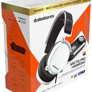 SteelSeries Arctis Pro + GameDAC Wired Gaming Headset - Certified Hi-Res Audio - Dedicated DAC and Amp - for PS5/PS4 and PC - White