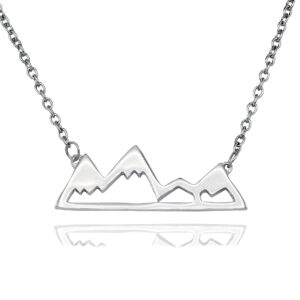 Quan Jewelry Mountain Pendant Necklace for Men and Women, Adventure and Outdoor Lovers, Mountains Jewelry Gift with Greeting Card