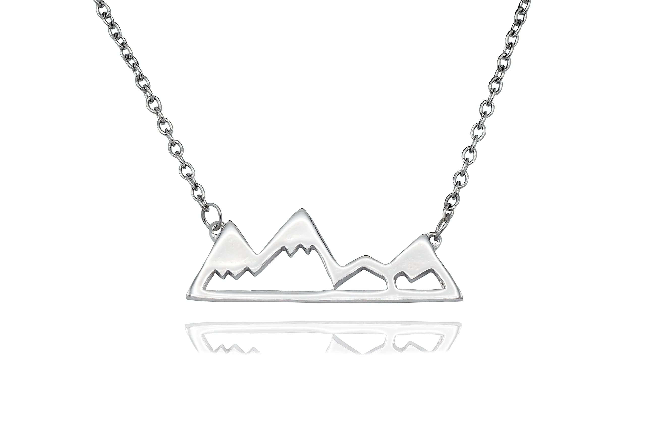 Quan Jewelry Mountain Pendant Necklace for Men and Women, Adventure and Outdoor Lovers, Mountains Jewelry Gift with Greeting Card