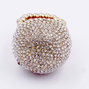 Lavencious Snowball Rhinestone Cocktail Stretch Ring Party Ring for Women Free Sizes for 6 to 10 (Gold)