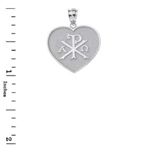 Claddagh Gold 925 Sterling Silver Heart Shaped Chi Rho Alpha Omega Symbol Pendant