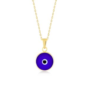 gelin 14k solid gold evil eye protection charm pendant necklace - evil eye jewelry for women