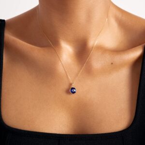 GELIN 14k Solid Gold Evil Eye Protection Charm Pendant Necklace - Evil Eye Jewelry for Women