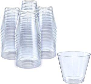 prestee small clear plastic cup - 5 oz plastic cups - 200 pack small plastic cups - hard clear cups - clear disposable cups - plastic wine cups - plastic cocktail glasses - plastic drinking cups