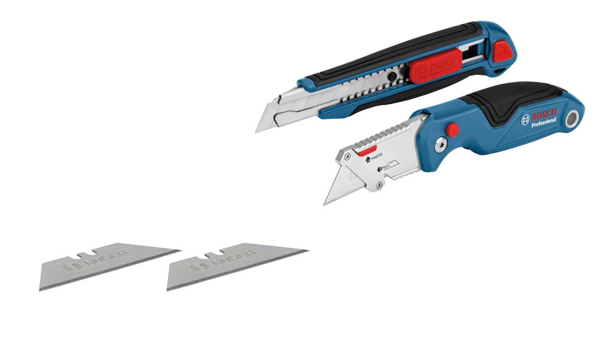 Bosch Professional 1600A016BM 2-Part Knife Set (with Folding Knife and Cutter, in Blister Packaging)