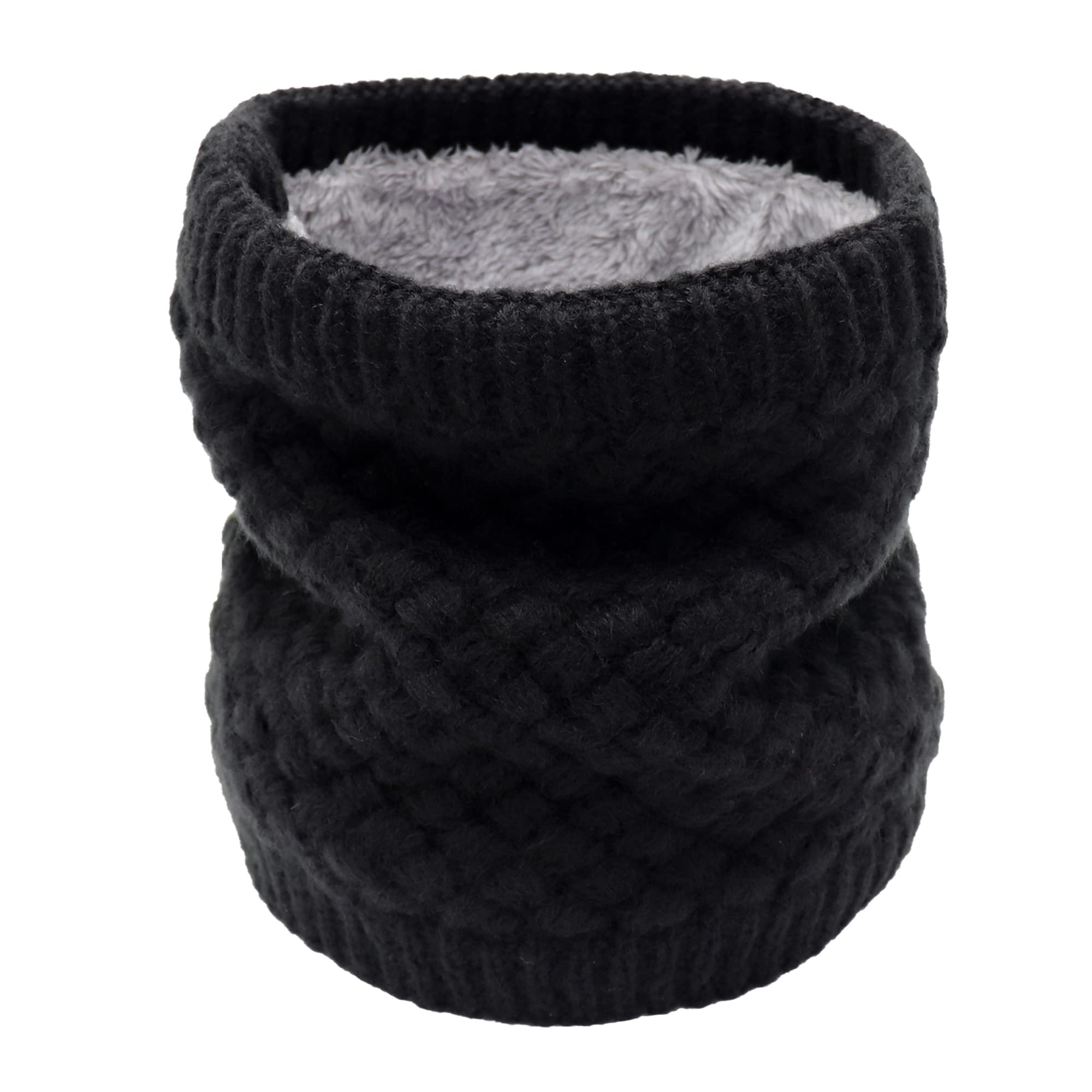 Aiphamy Winter Fleece Lined Knitted Neck Warmer Scarf Neck Gaiter for Women Mens Teens (1, Black)