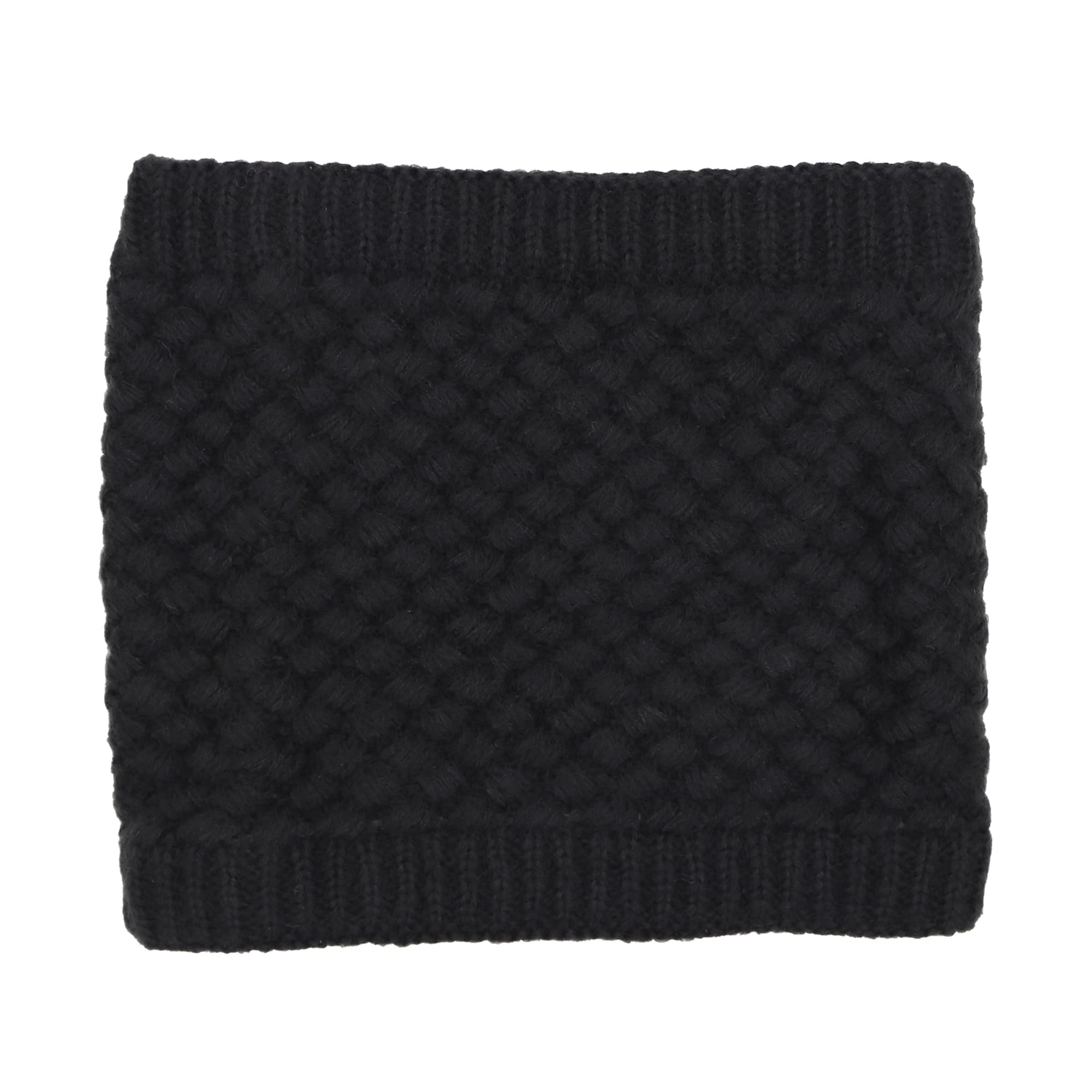 Aiphamy Winter Fleece Lined Knitted Neck Warmer Scarf Neck Gaiter for Women Mens Teens (1, Black)