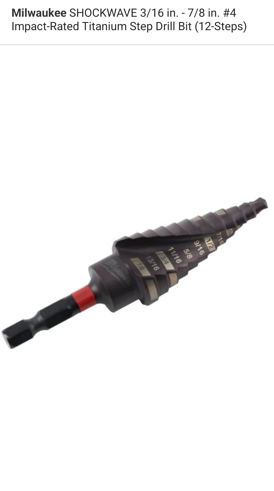 3/16 - 7/8 Impact Step Drill Bit, #4