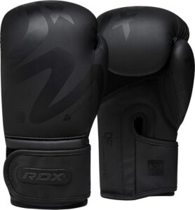 rdx boxing gloves sparring muay thai pro training, maya hide leather, kickboxing heavy punching bag focus mitts pads double end ball workout, mma fitness gym bagwork, ventilated palm, men black