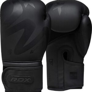 RDX Boxing Gloves Sparring Muay Thai Pro Training, Maya Hide Leather, Kickboxing Heavy Punching Bag Focus Mitts Pads Double End Ball Workout, MMA Fitness Gym Bagwork, Ventilated Palm, Men Black