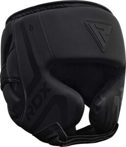 rdx boxing headgear sparring grappling, maya hide leather, head gear for mma muay thai kickboxing training, multi layered padding, taekwondo martial arts bjj wrestling karate, black